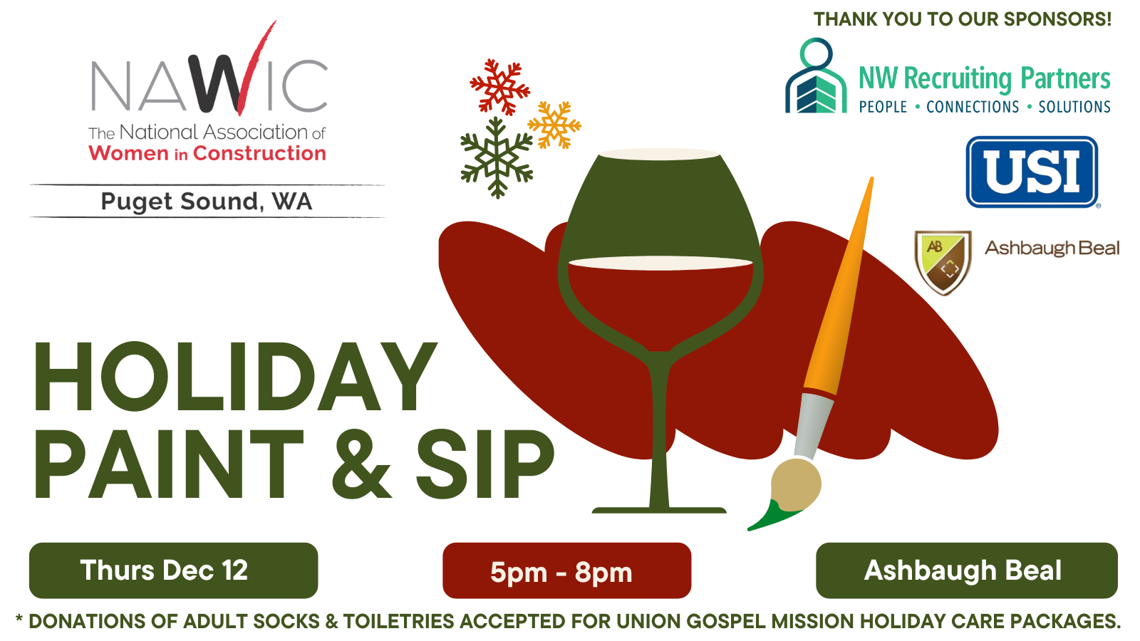 Holiday Paint and Sip - Sold Out! | NAWIC Puget Sound